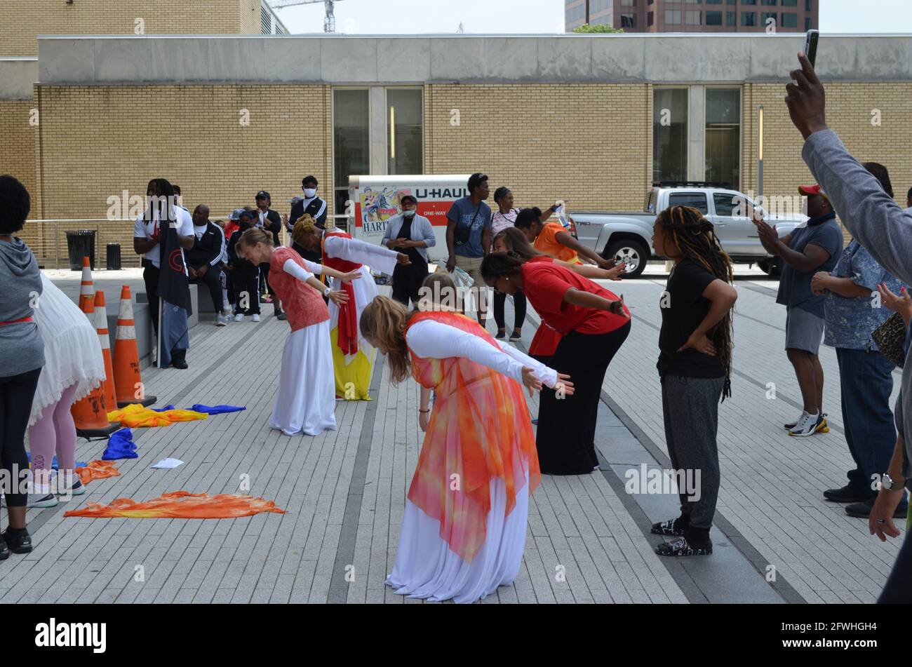 March for Jesus, Norfolk, VA, City Hall, May 22, 2021 (dancers bowing ...