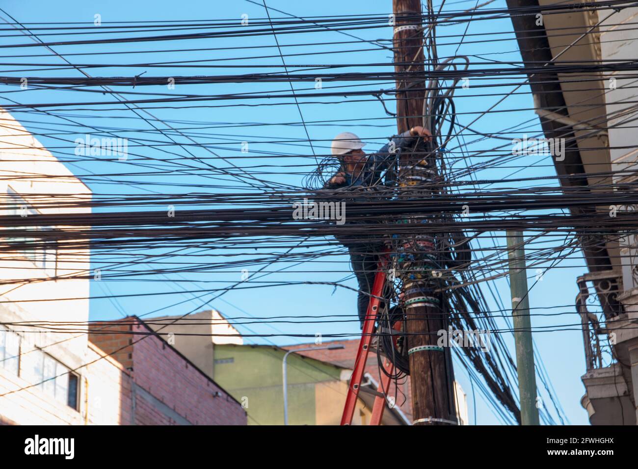 Bolivian electric cables hi-res stock photography and images - Alamy