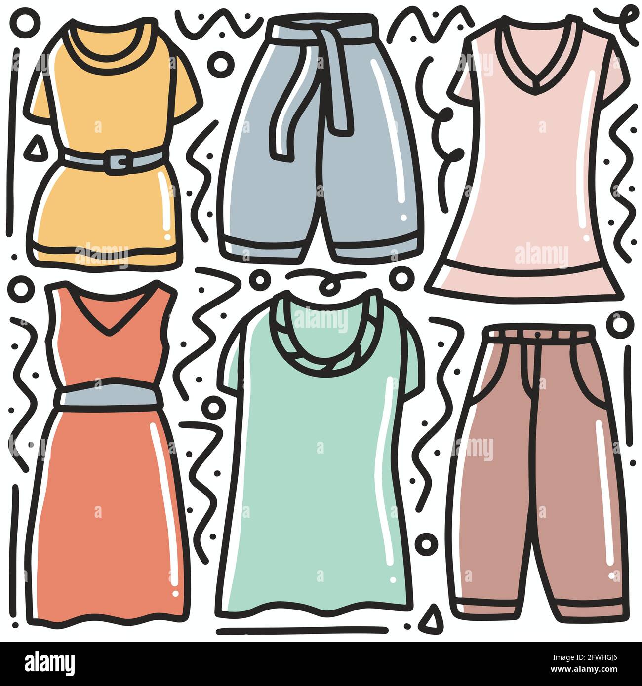 Hand drawn woman apparel Cut Out Stock Images & Pictures - Alamy
