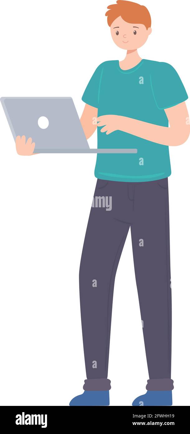 Man typing on smart Stock Vector Images - Alamy