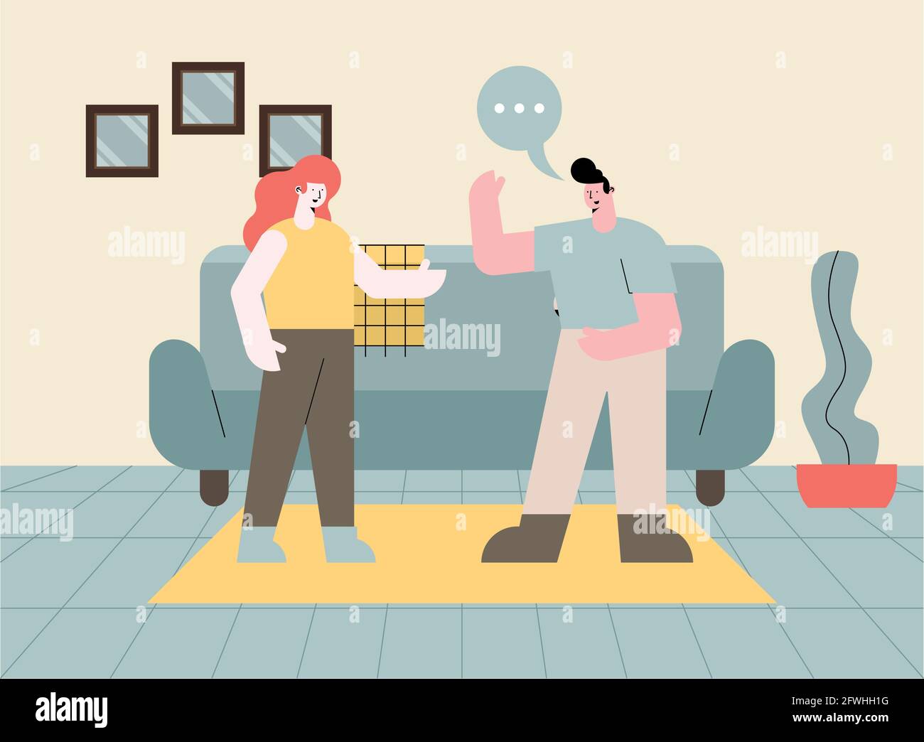 couple talking everyday life in home Stock Vector Image & Art - Alamy