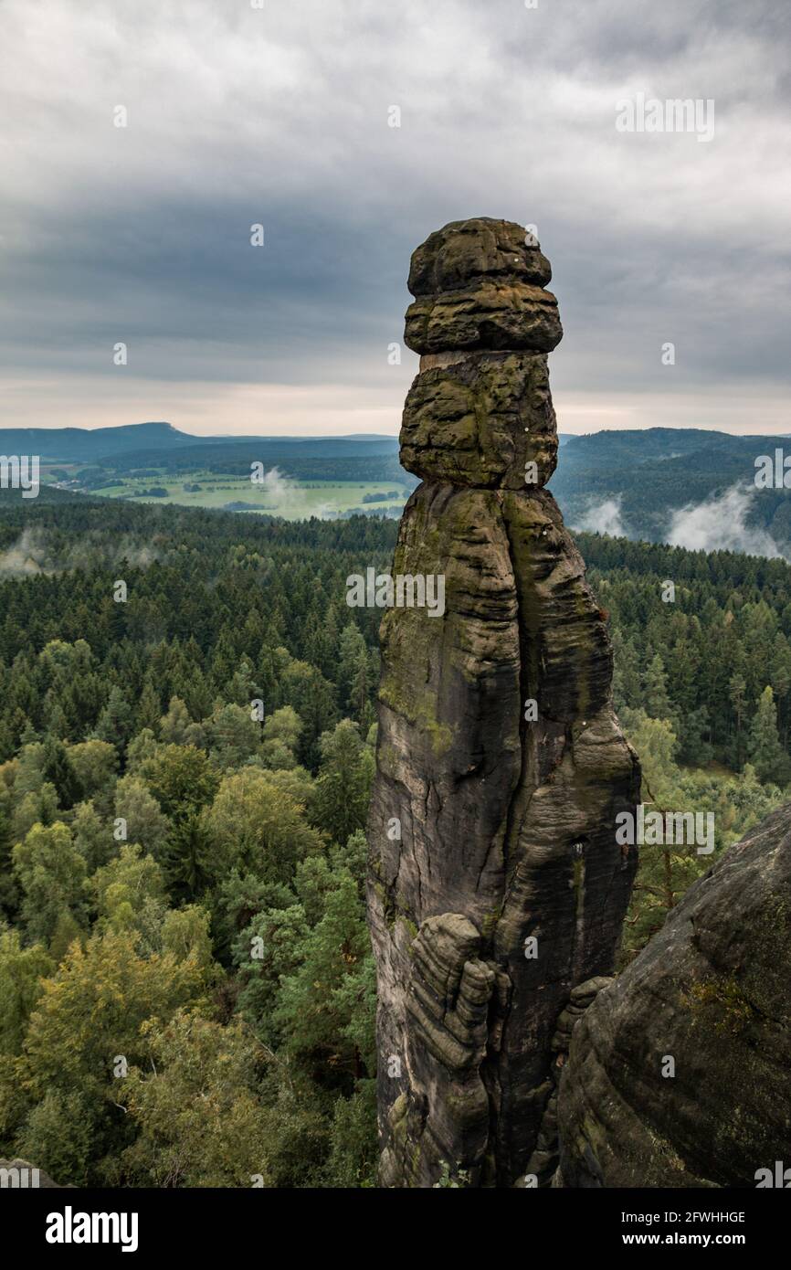 Free-standing rock formation named Barbarine in the German part of the ...