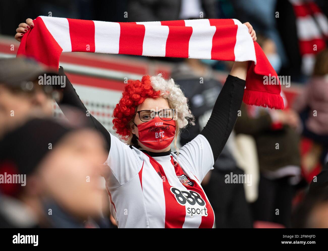 Brentford, UK. 22nd May, 2021. Brentford fans during the Sky Bet Play ...