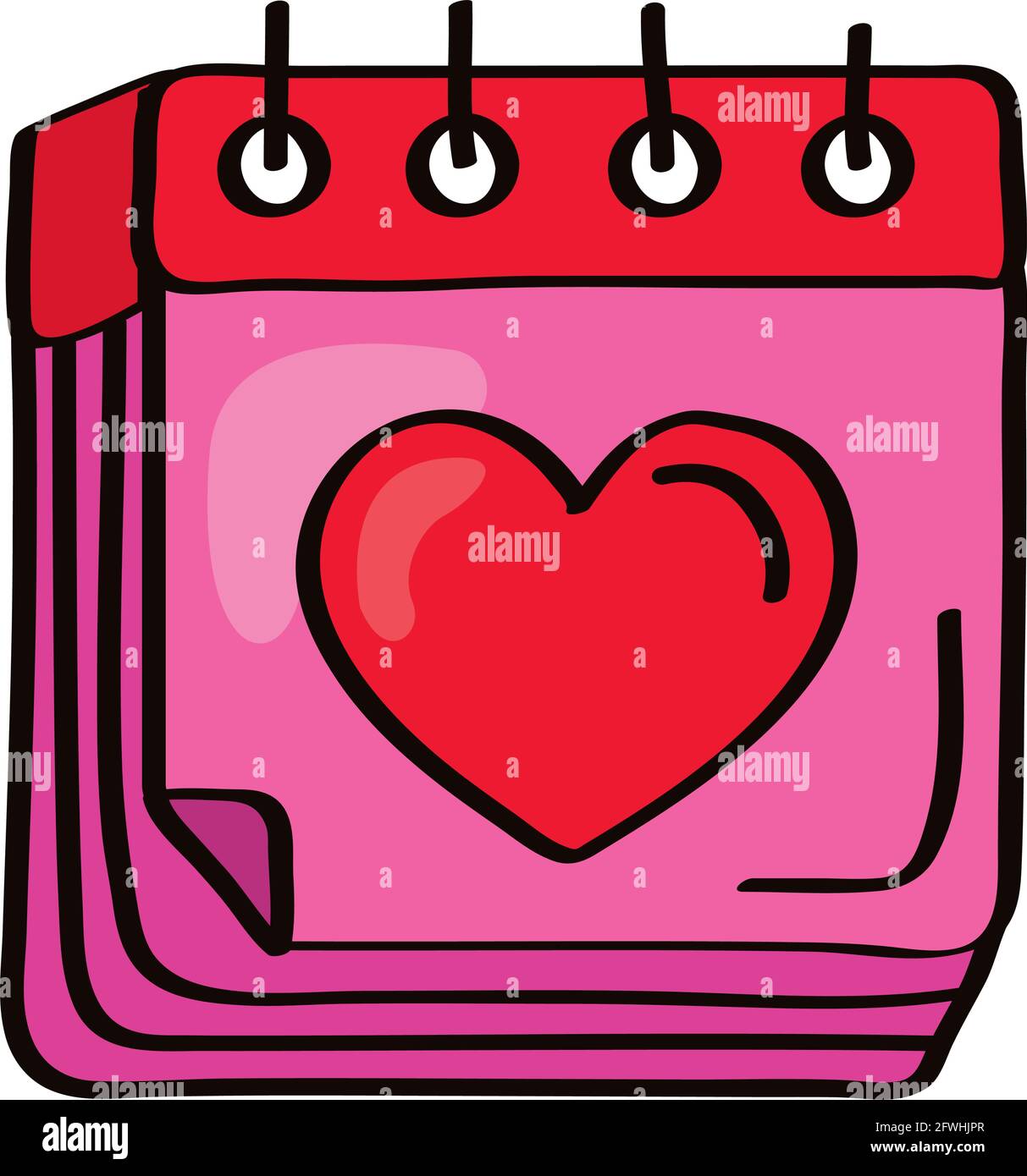 calendar with heart love doodle Stock Vector Image & Art - Alamy