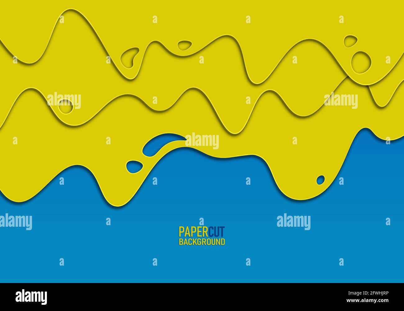 Yellow and blue papercut style background. Abstract background. Vector ...
