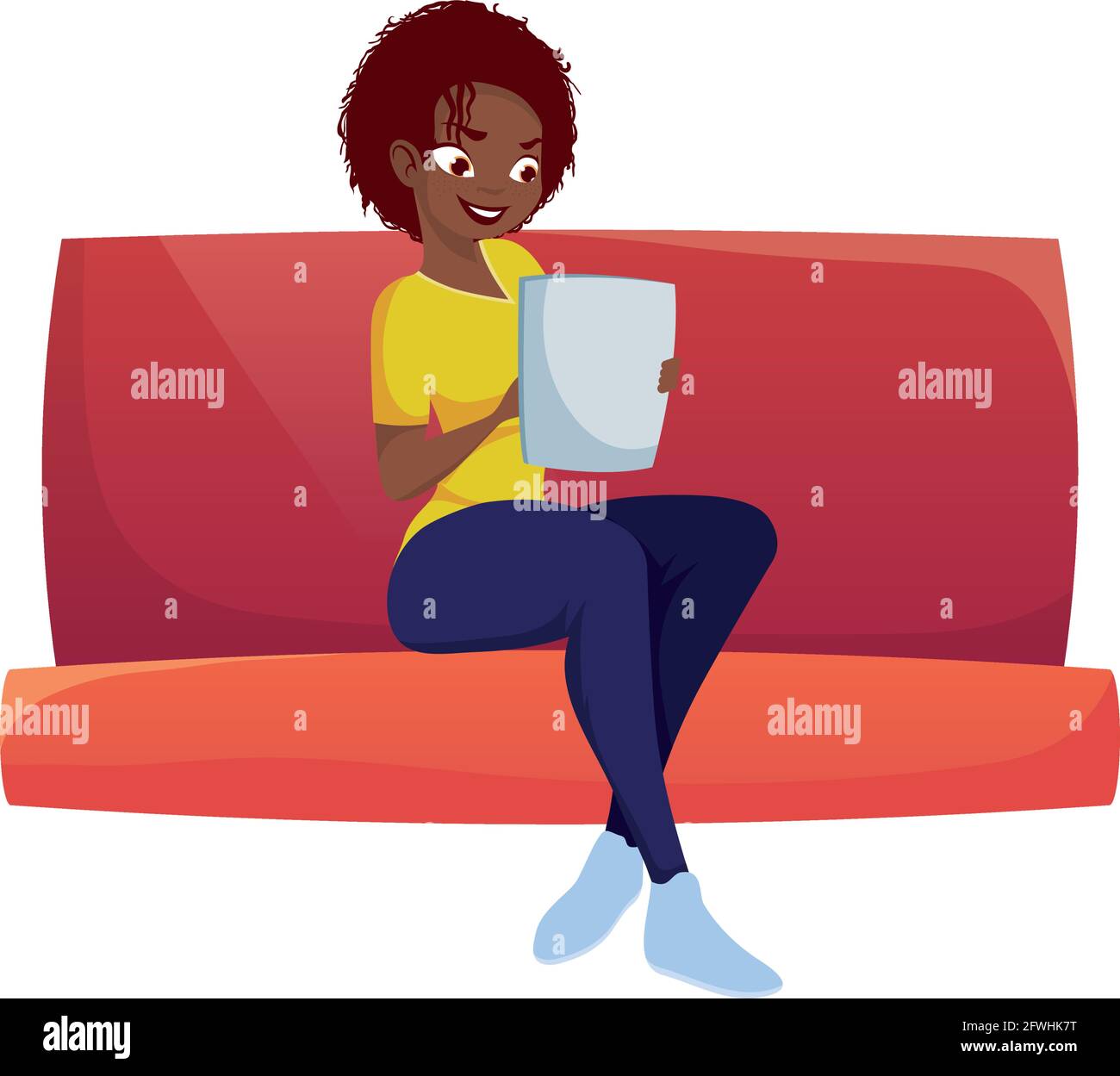 Woman reading in newspaper Stock Vector Images - Alamy