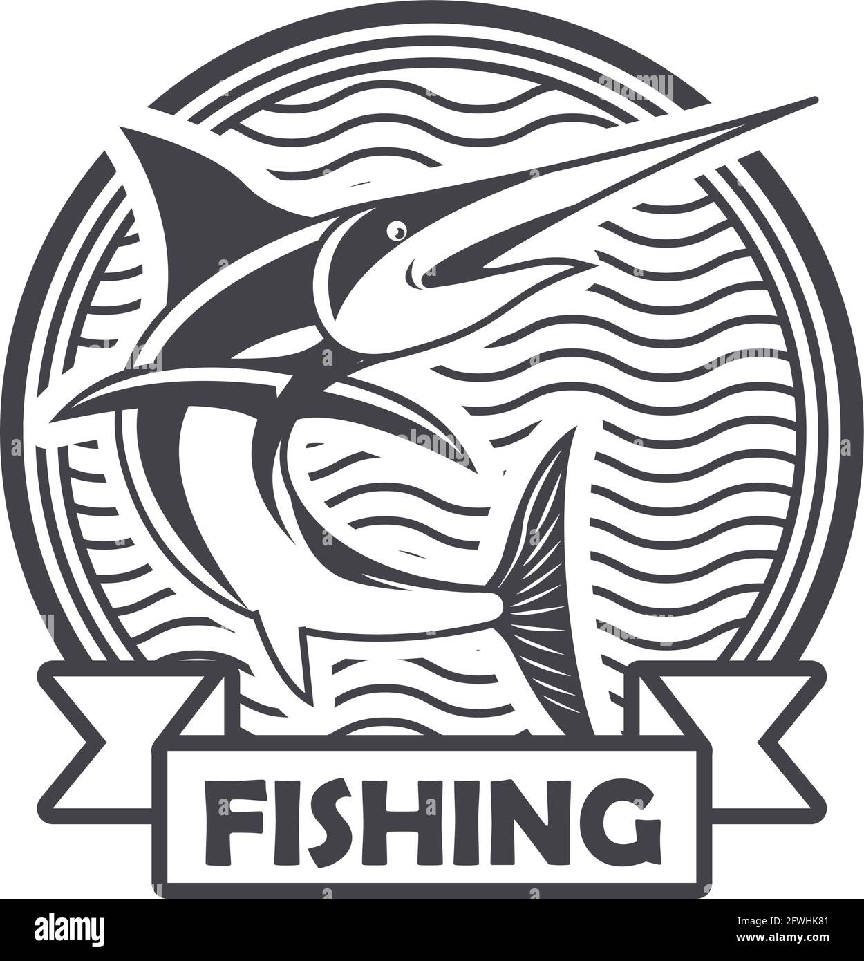 swordfish fishing emblem Stock Vector Image & Art - Alamy