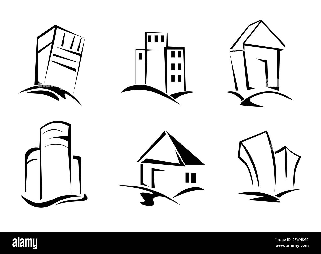 House and building logo Set of building logo icons vector silhouette ...