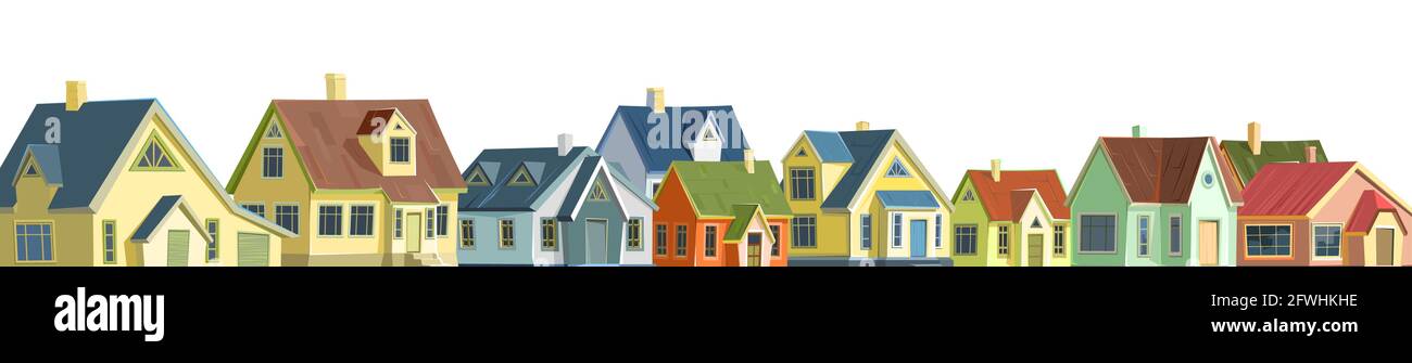 A village or a small rural town. Small houses. Street in a cheerful ...