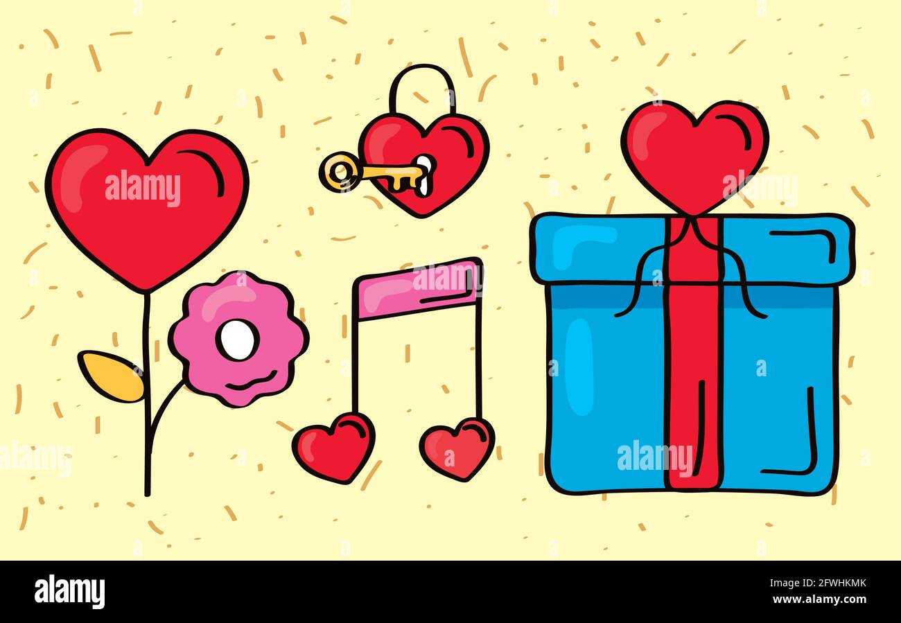love doodles set four icons Stock Vector Image & Art - Alamy