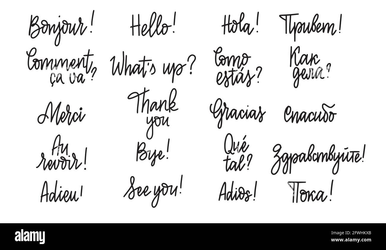 Set of hand-written doodle lettering words and phrases in Russian ...