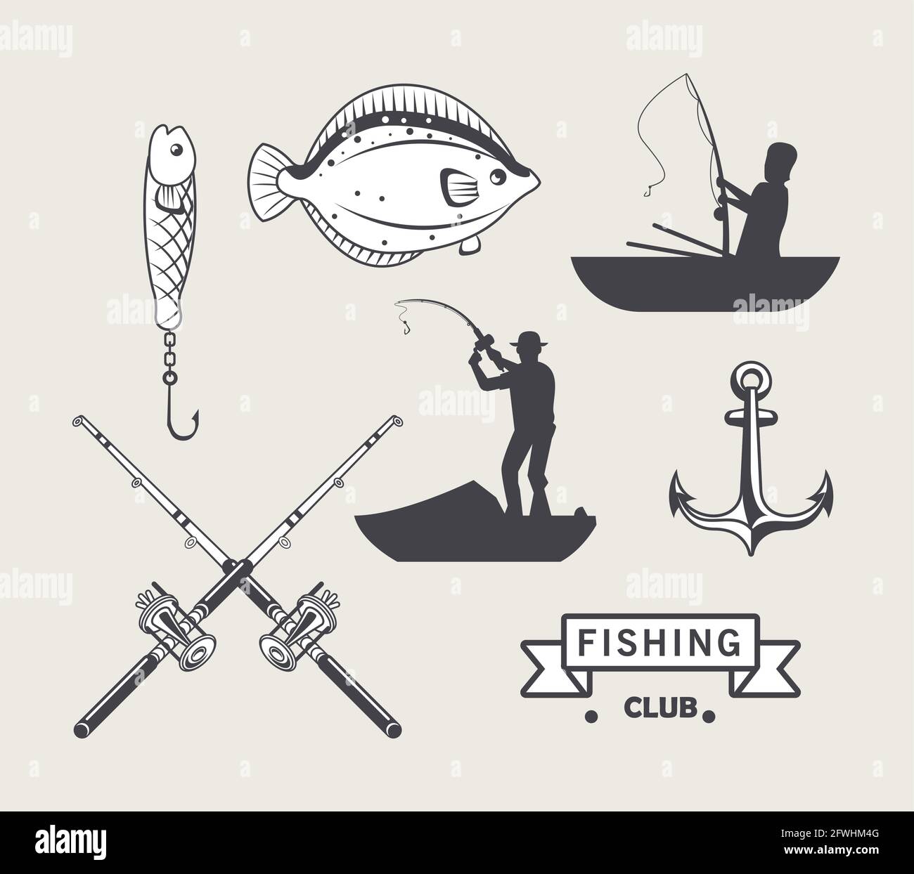 seven fishing icons Stock Vector Image & Art - Alamy