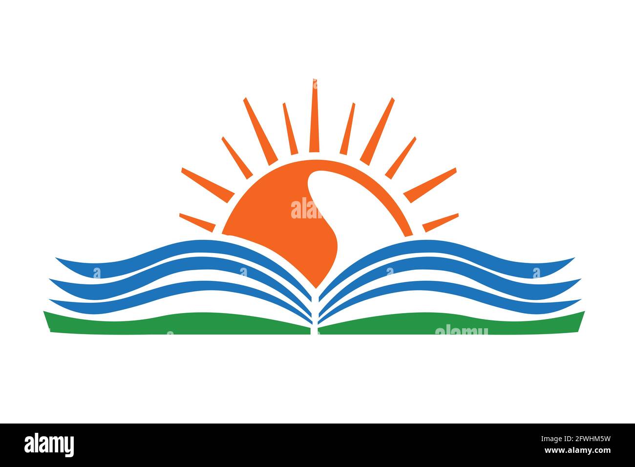 Book Sun Logo Logo Open Book Rising Sun Symbolizes Stock Vector