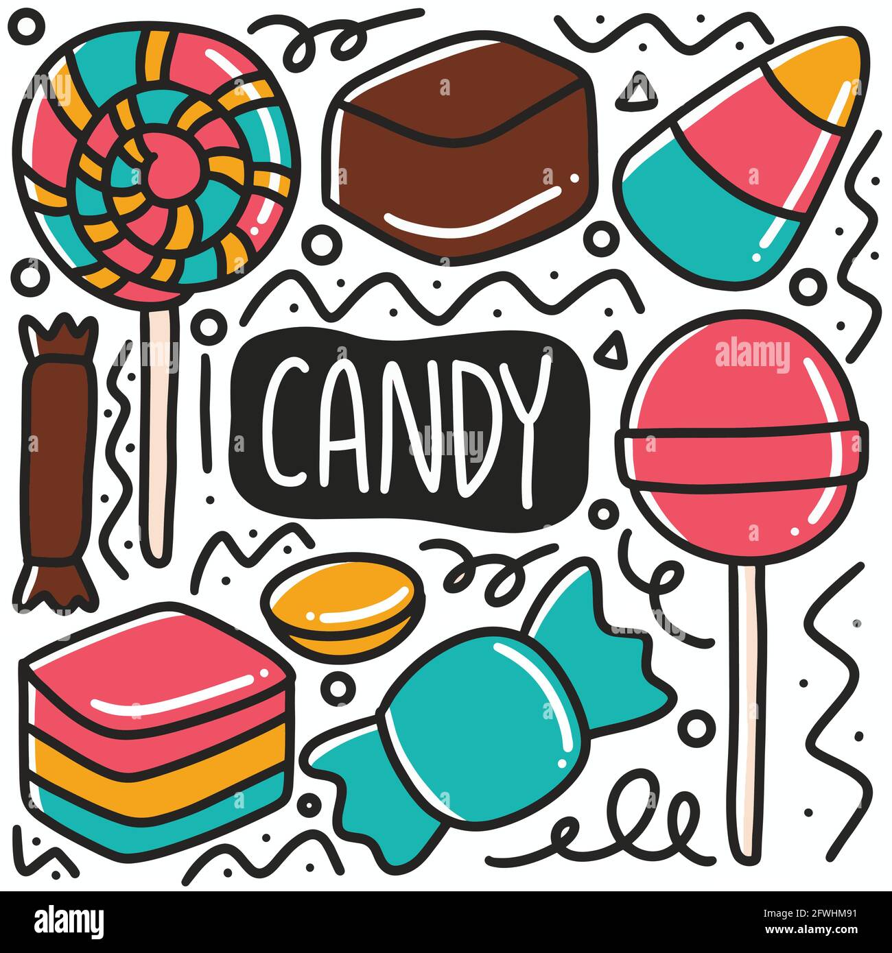 hand-drawn doodle candy art design element illustration Stock Vector ...