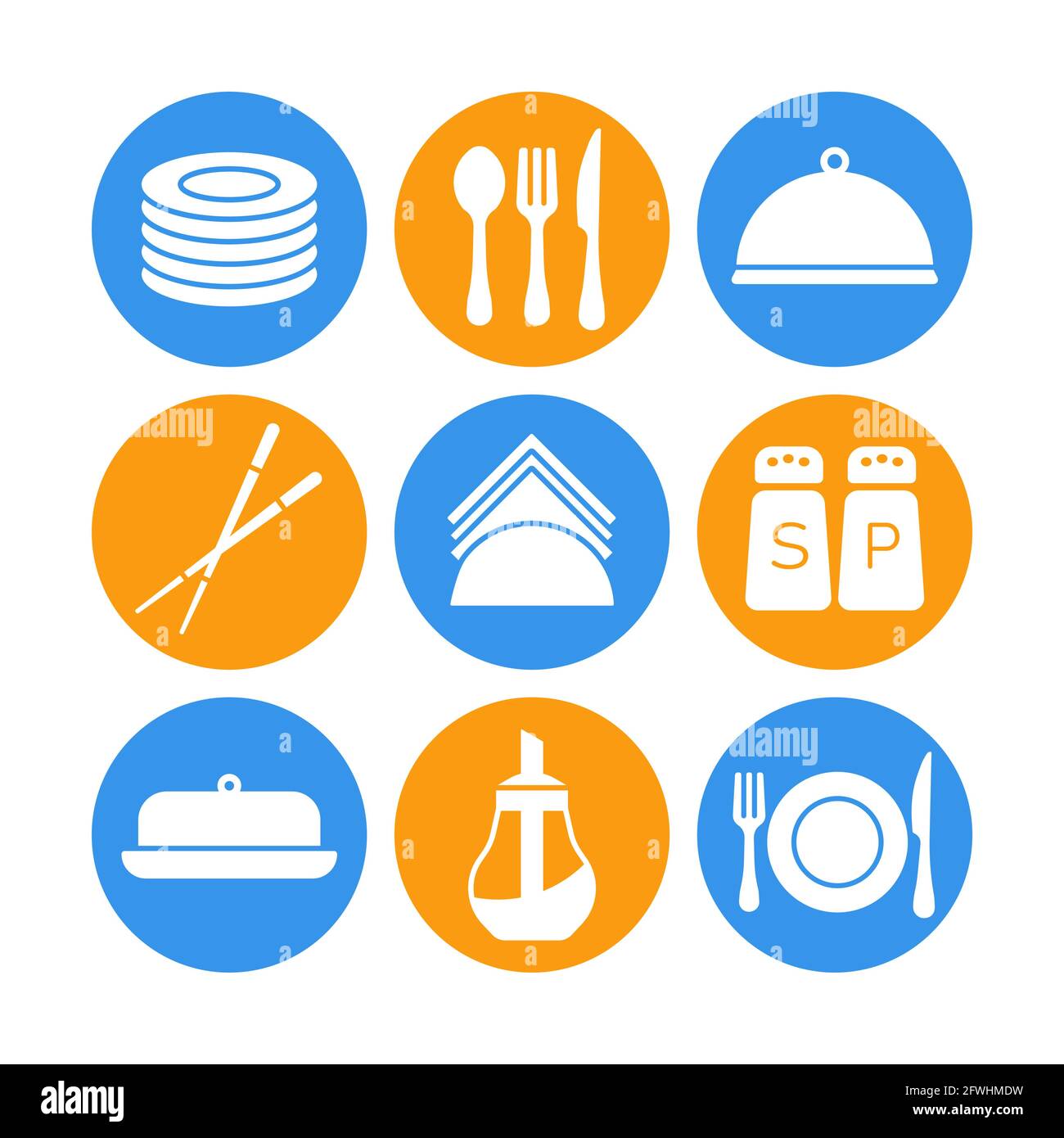 Restaurant vector icon white glyph set. Serving food sign. Graph symbol ...