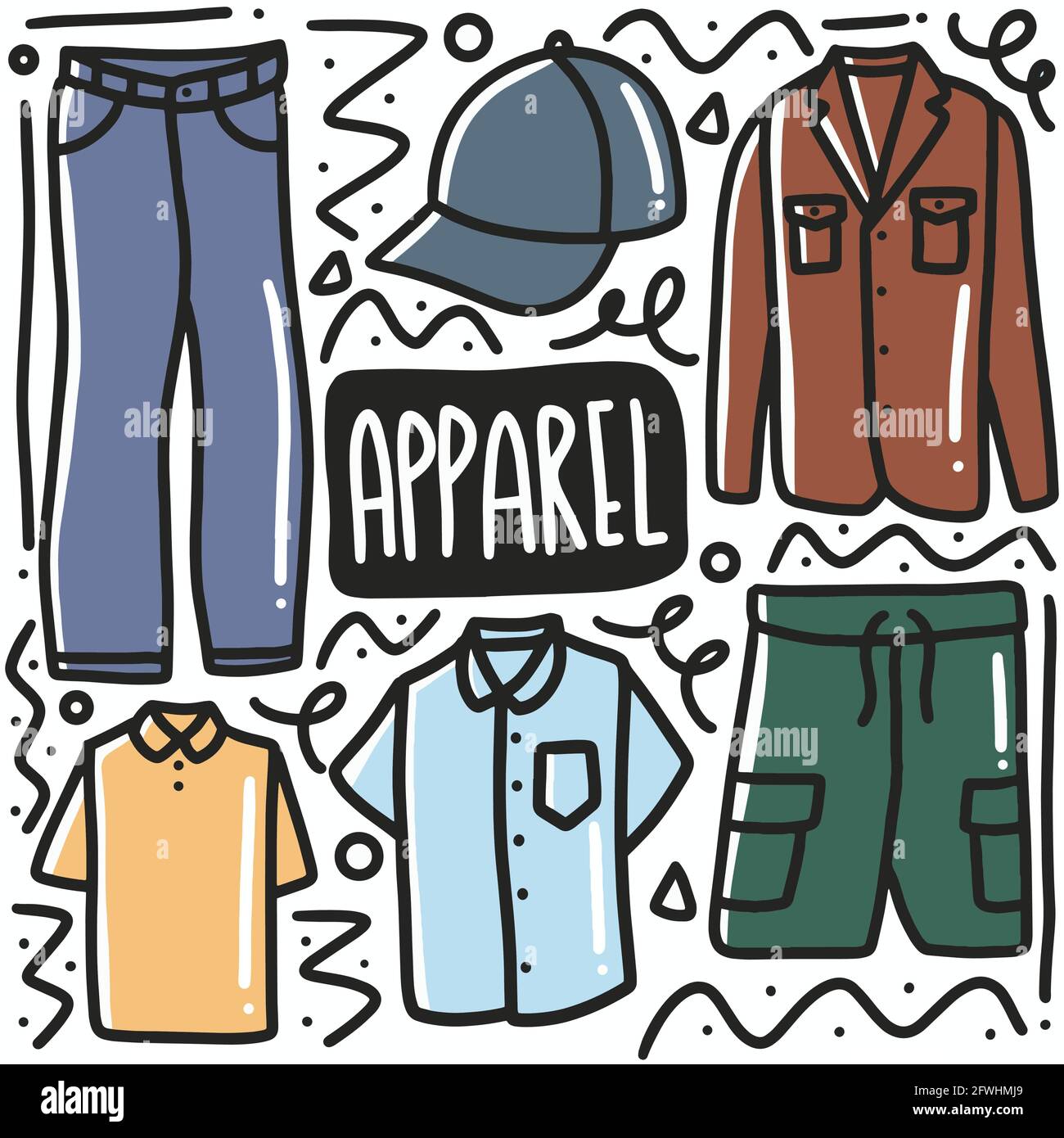 hand drawn man apparel doodle set Stock Vector Image & Art - Alamy