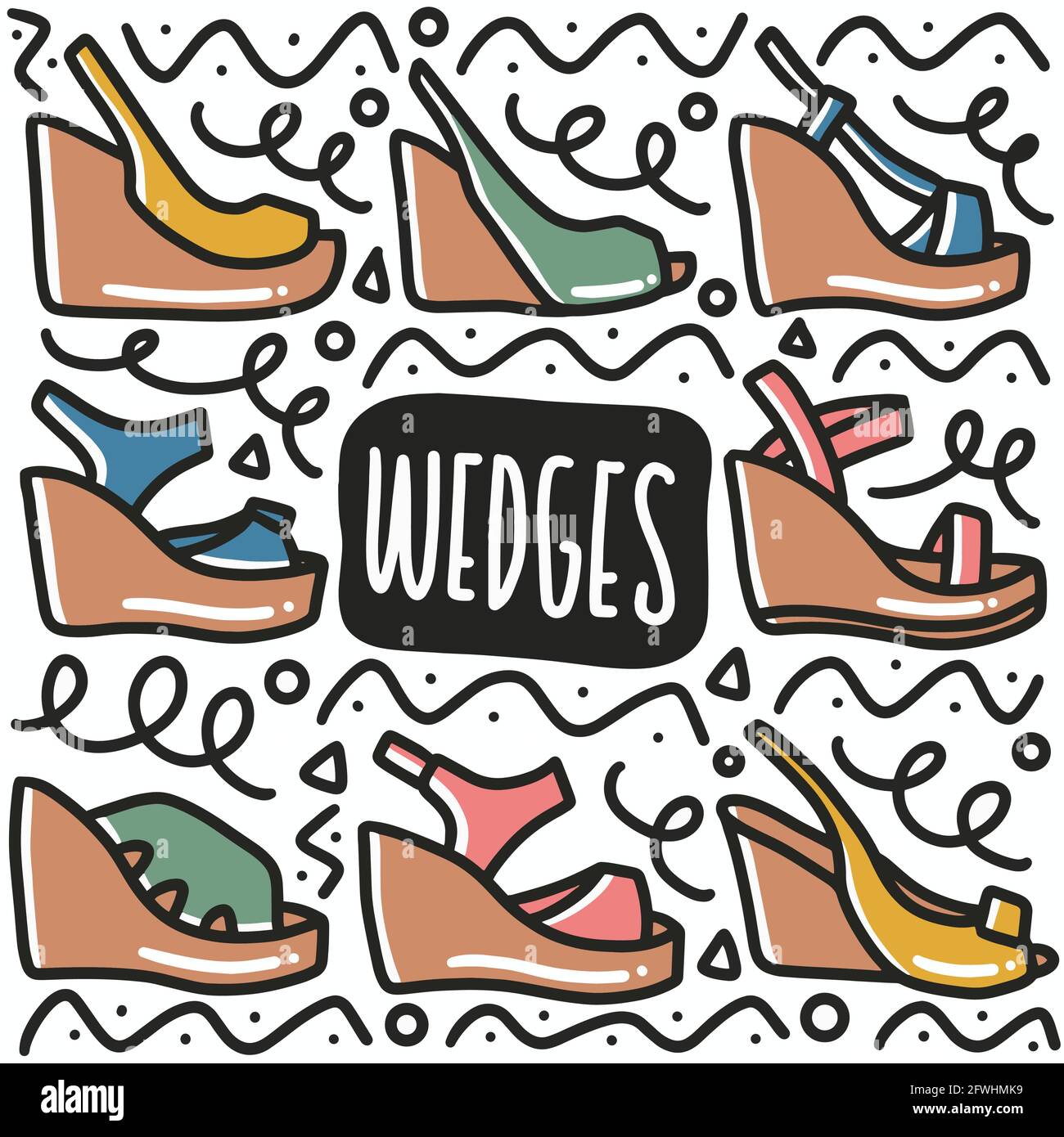 hand drawn wedges shoe doodle set Stock Vector Image & Art - Alamy