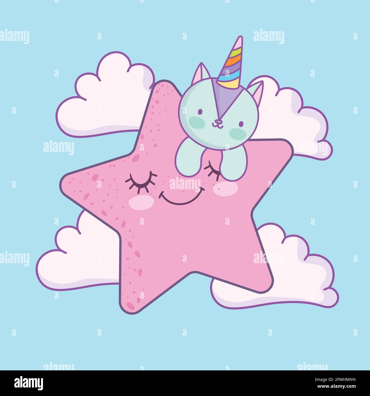 cute cat on star Stock Vector Image & Art - Alamy