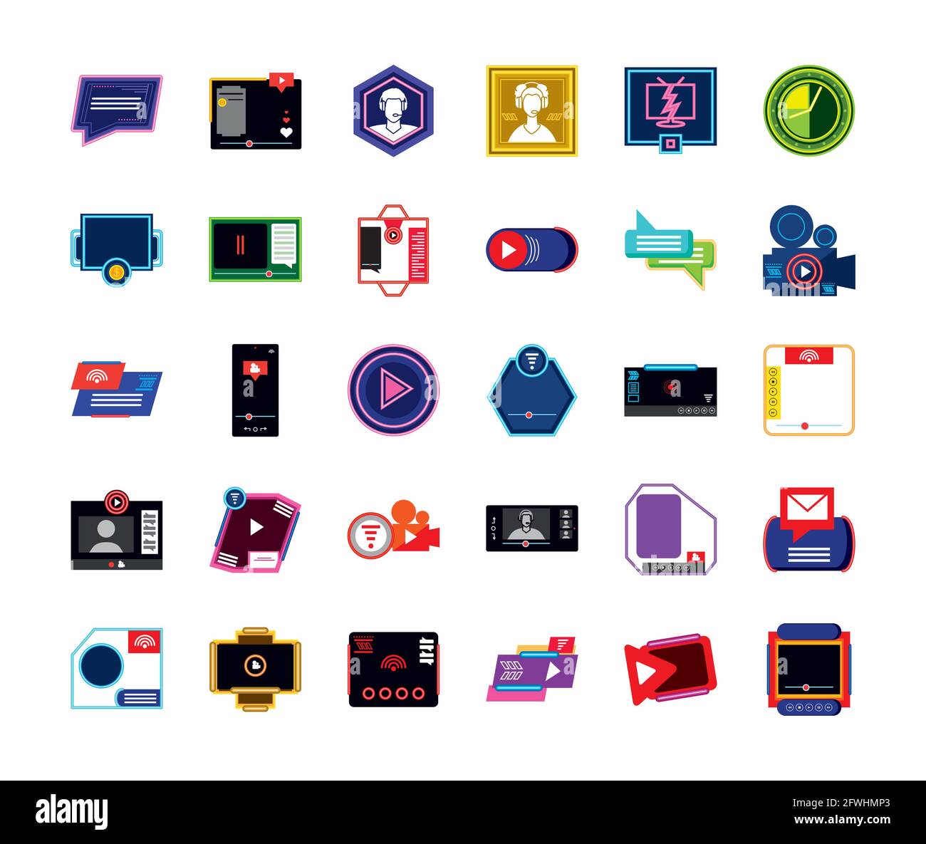 streaming icons collection Stock Vector Image & Art - Alamy