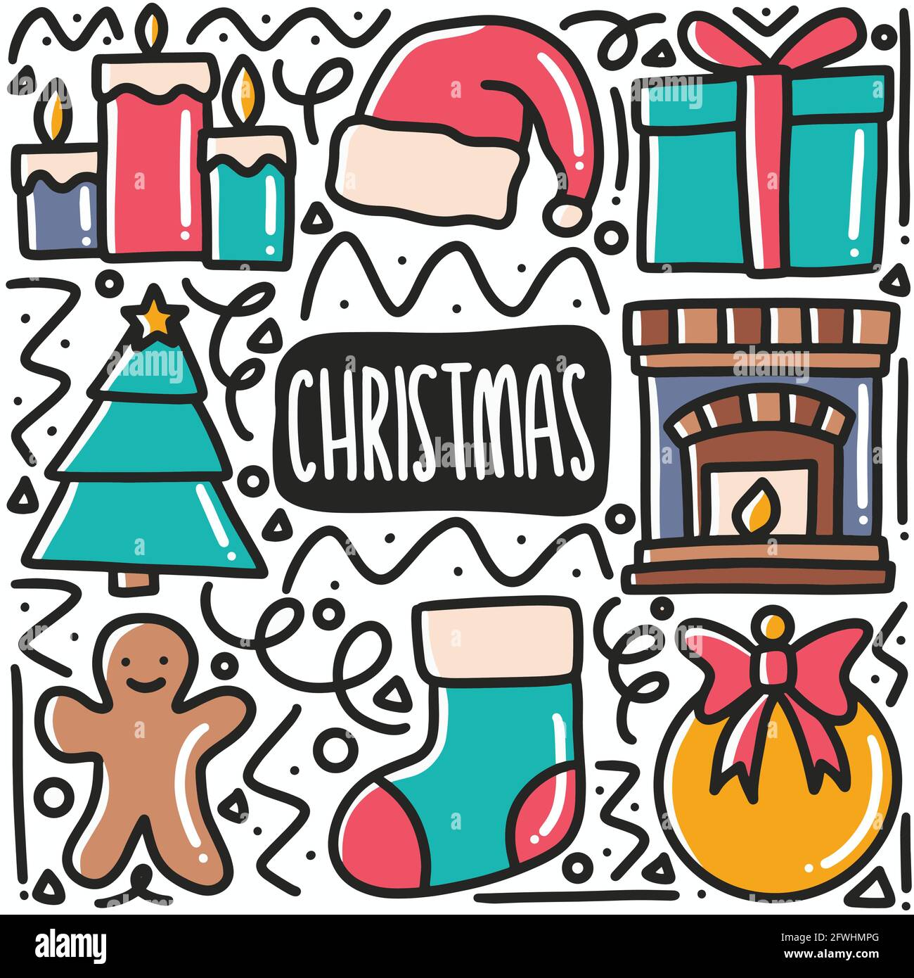 hand-drawn Christmas celebrate doodle set Stock Vector Image & Art - Alamy
