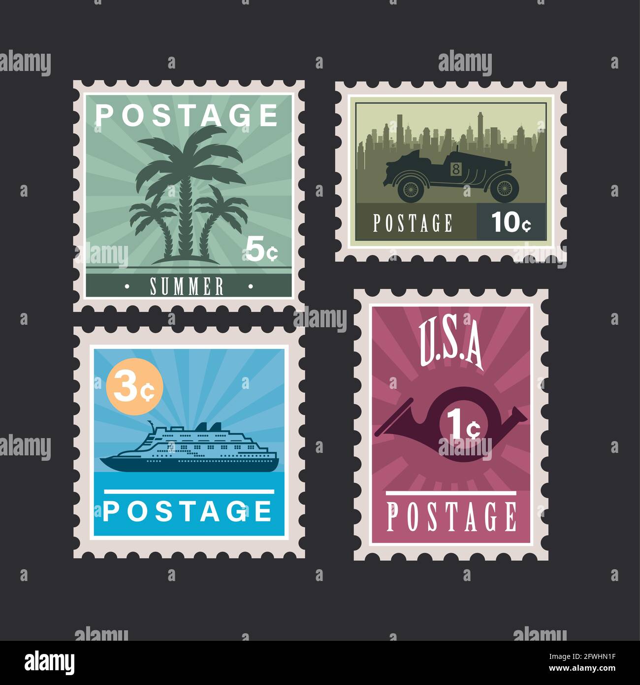 Four stamps Stock Vector Images - Alamy
