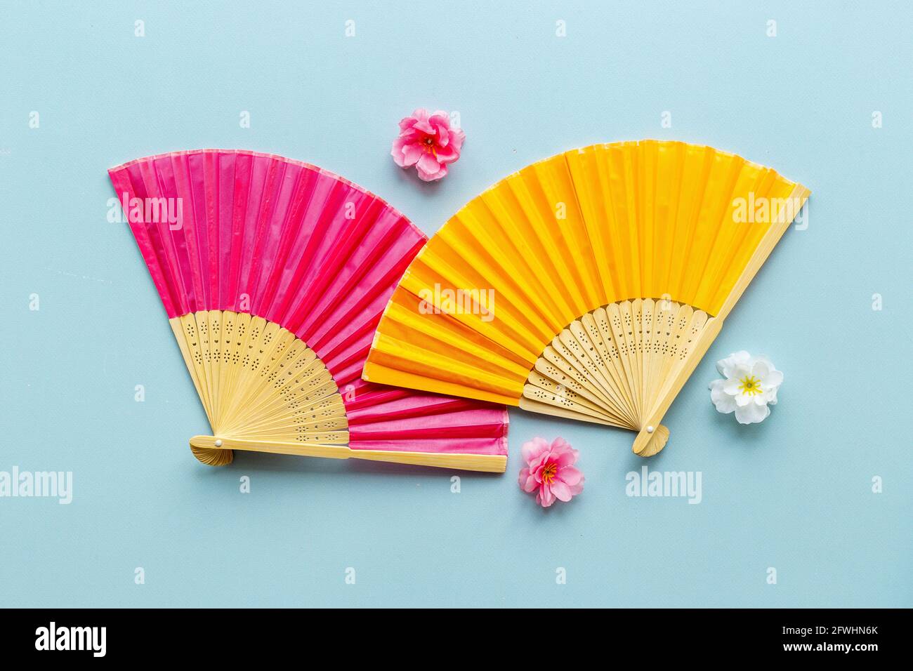 Japanese style hand fan made of bamboo and paper Stock Photo - Alamy