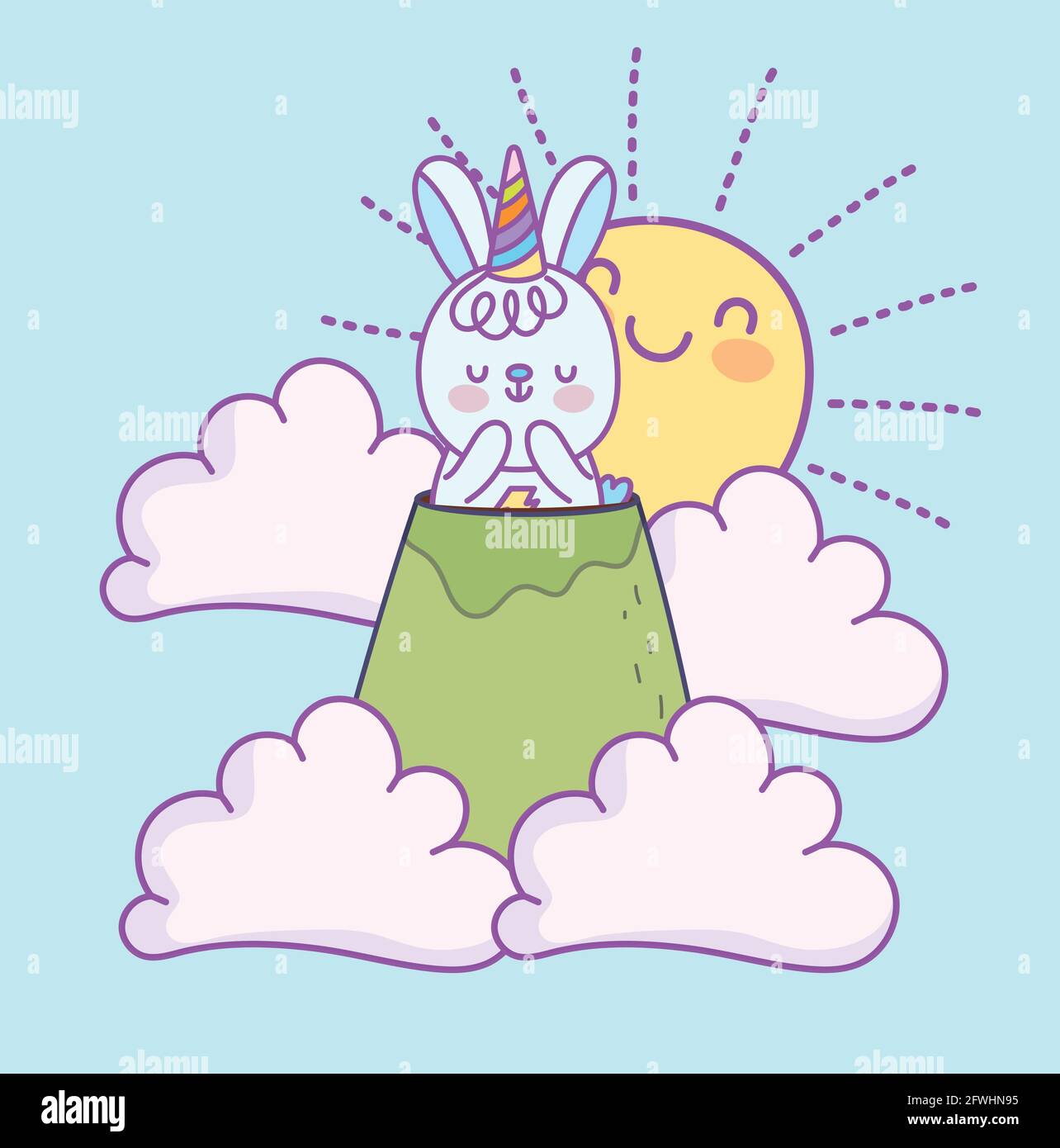 cute rabbit on mountain Stock Vector Image & Art - Alamy