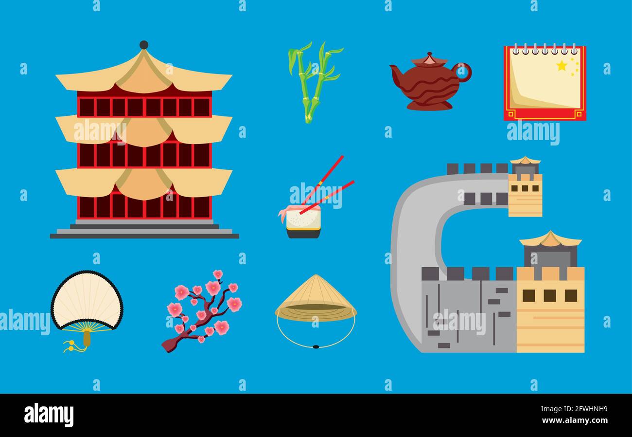 chinese cartoon set Stock Vector Image & Art - Alamy