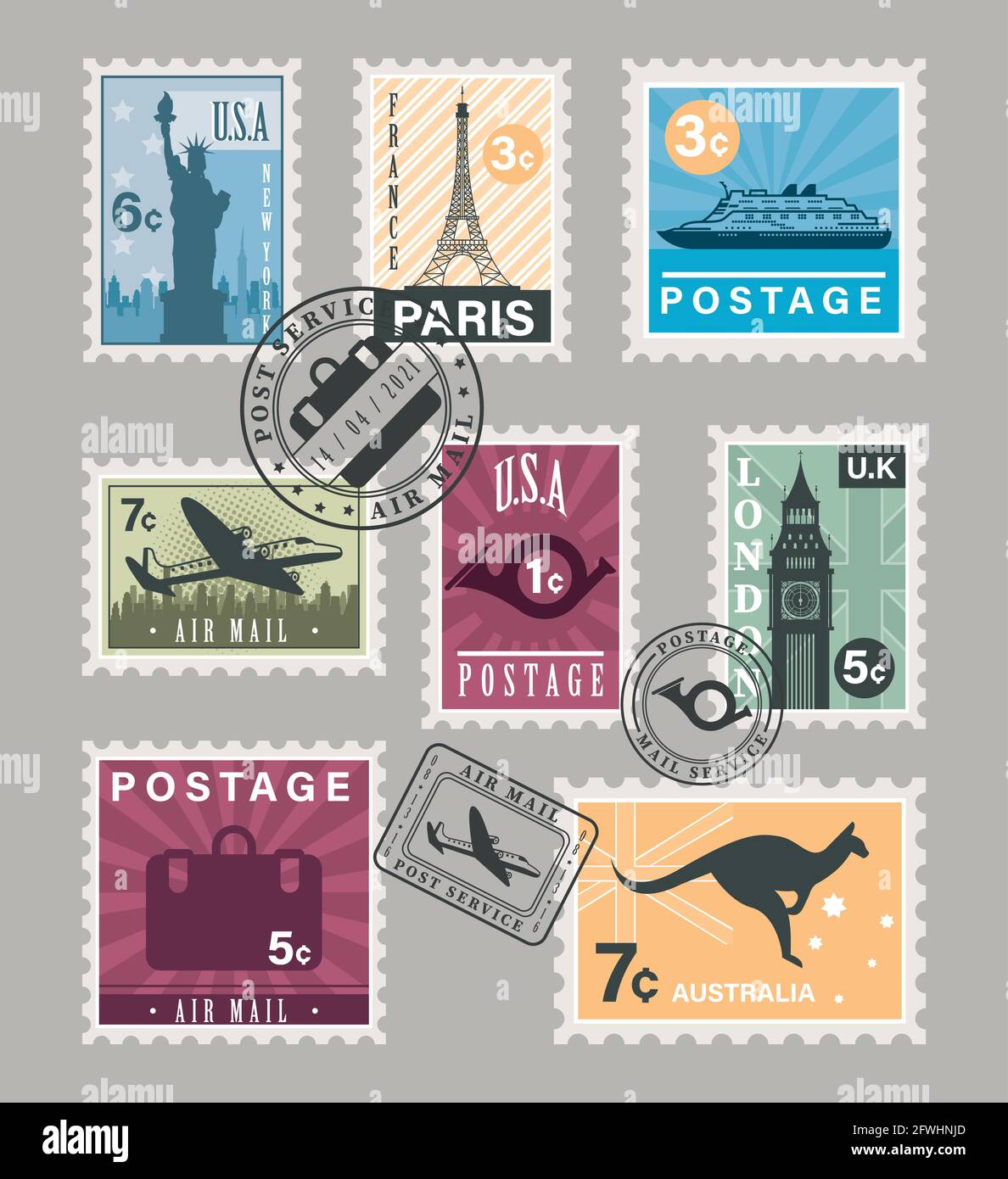 Australian stamps Stock Vector Images - Alamy