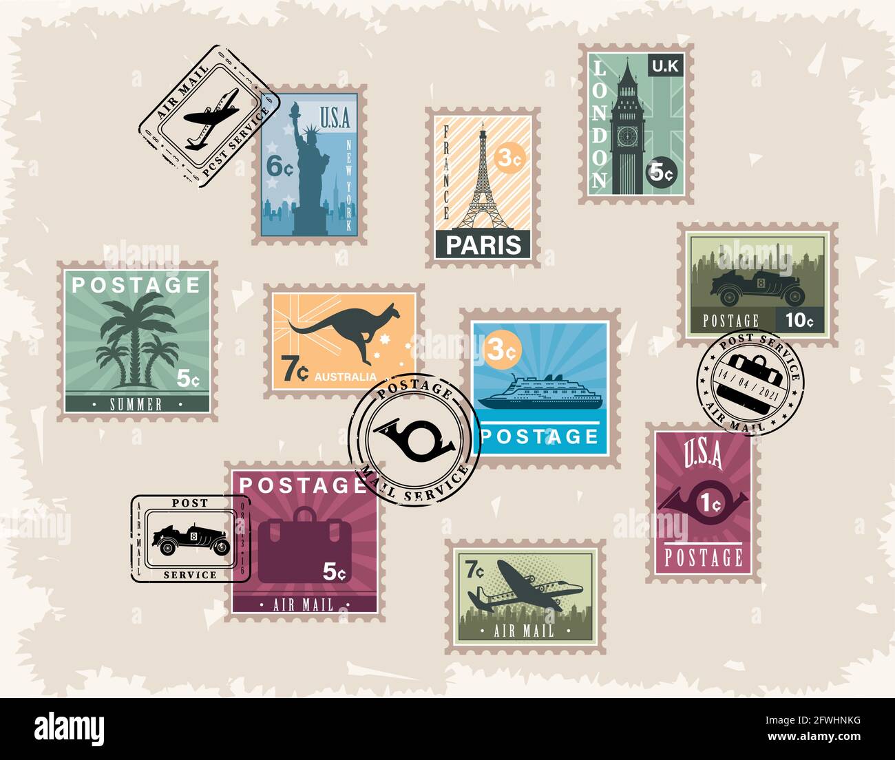fourteen postage stamps Stock Vector Image & Art - Alamy