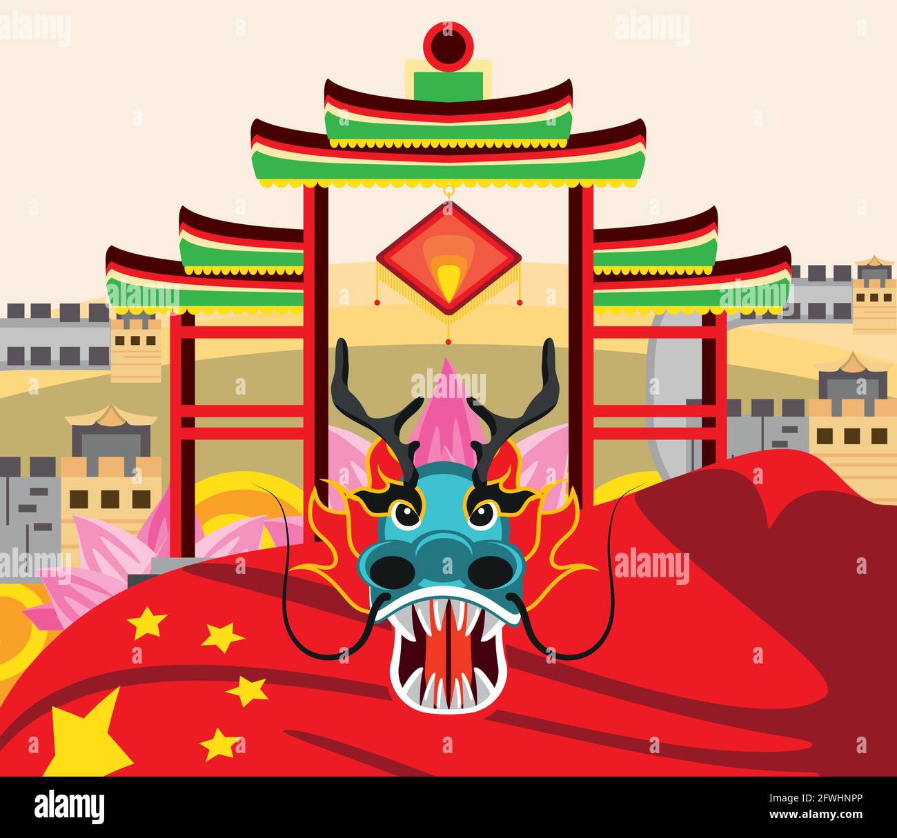 chinese dragon gate Stock Vector Image & Art - Alamy