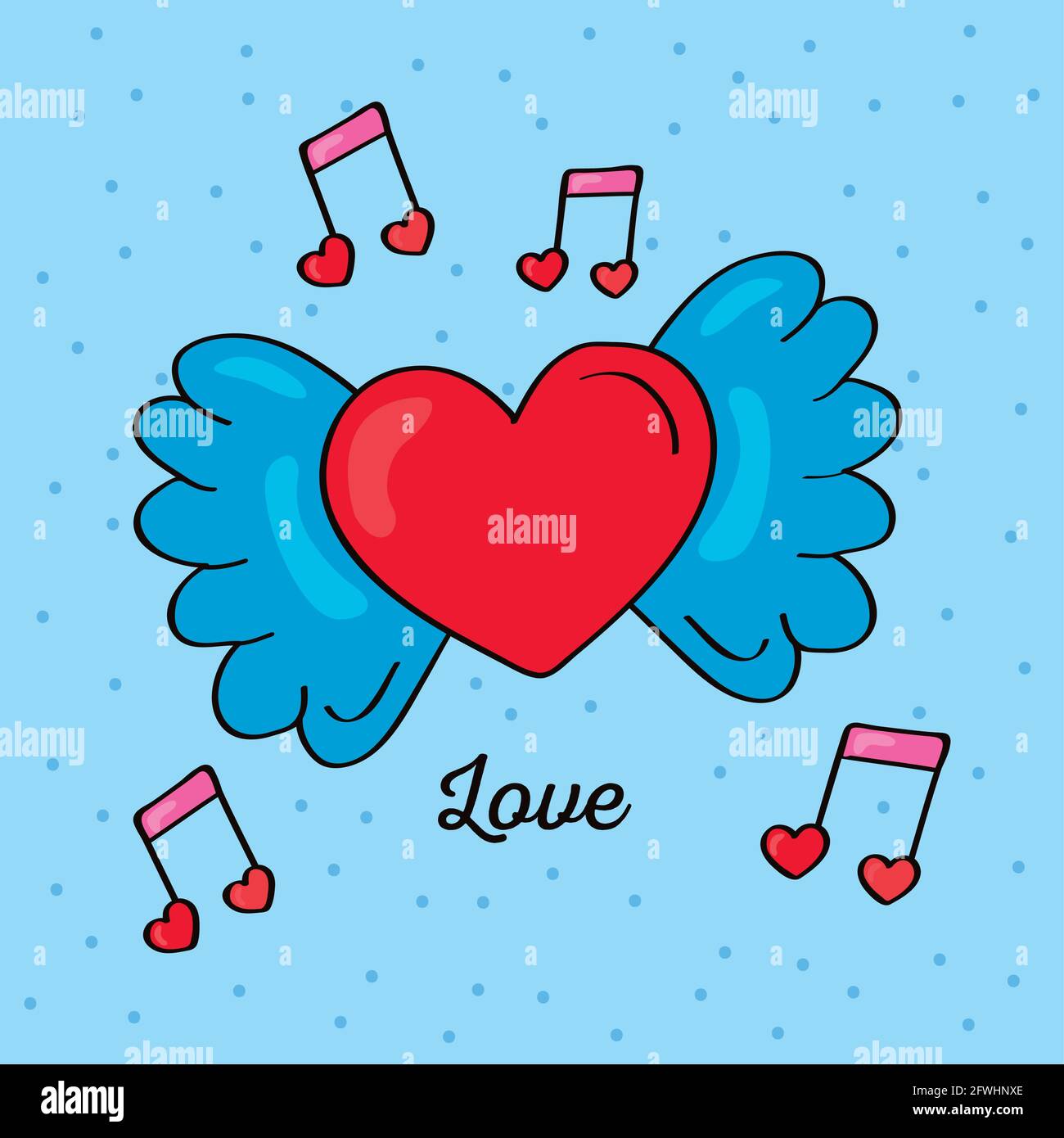 heart flying and musical notes Stock Vector Image & Art - Alamy