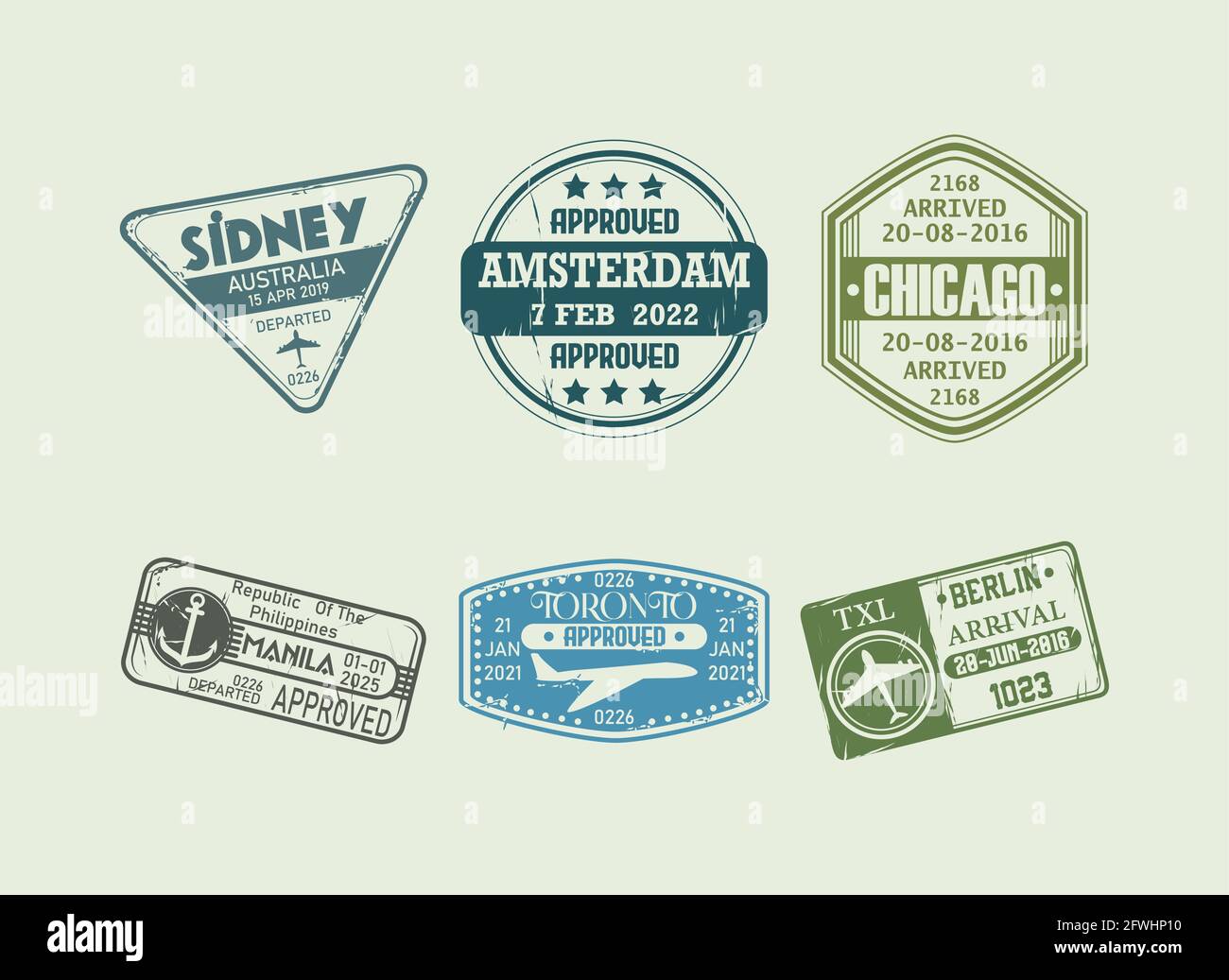 set of passport stamps Stock Vector Image & Art - Alamy