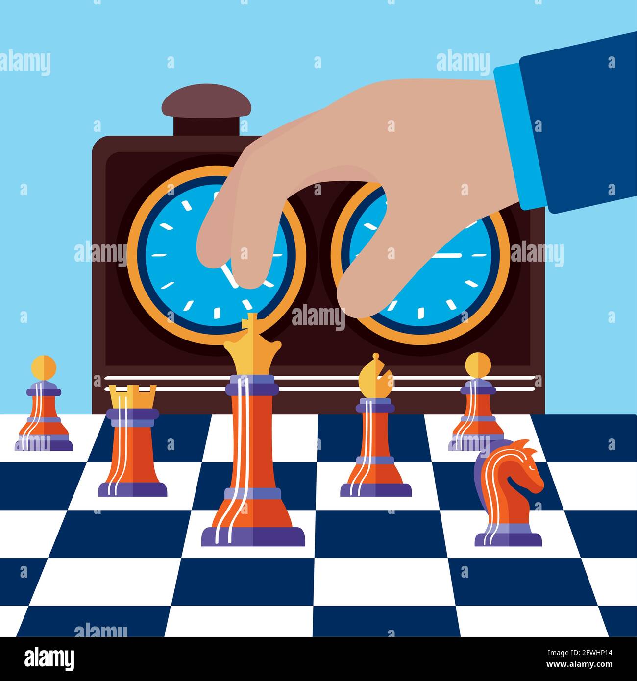hand playing chess with timer Stock Vector Image & Art - Alamy