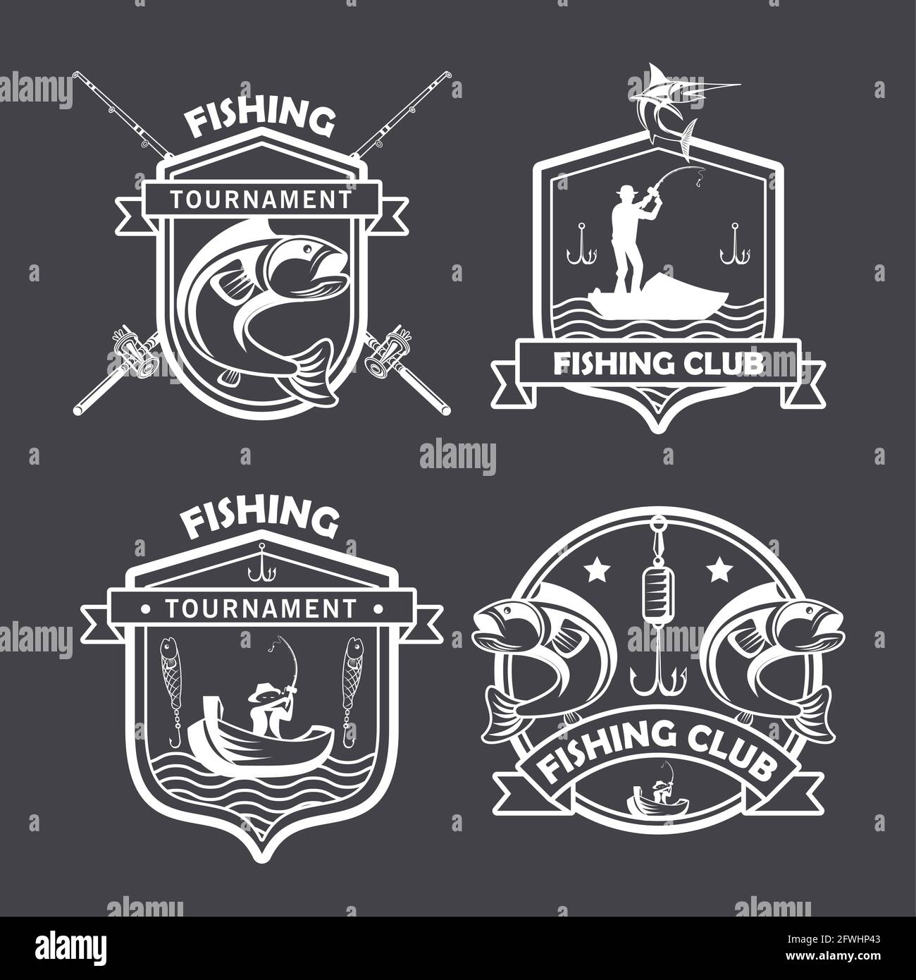 fishing four emblems Stock Vector Image & Art - Alamy