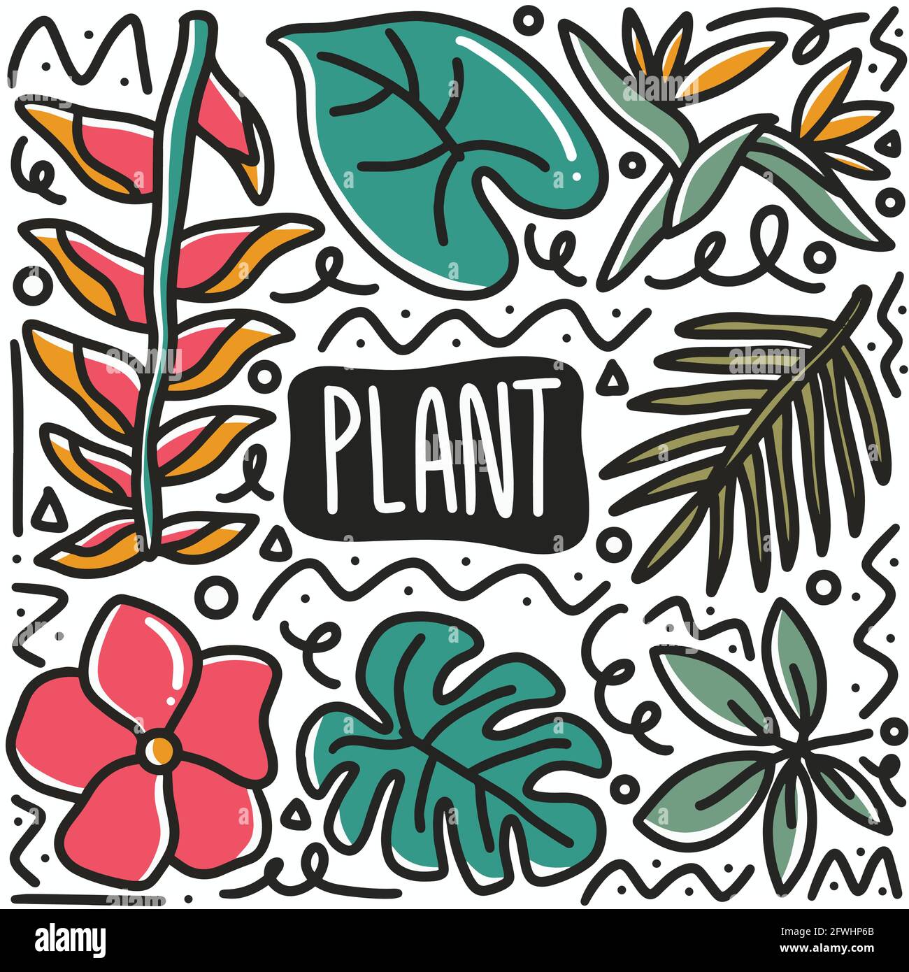 hand-drawn doodle plant art design element illustration Stock Vector ...