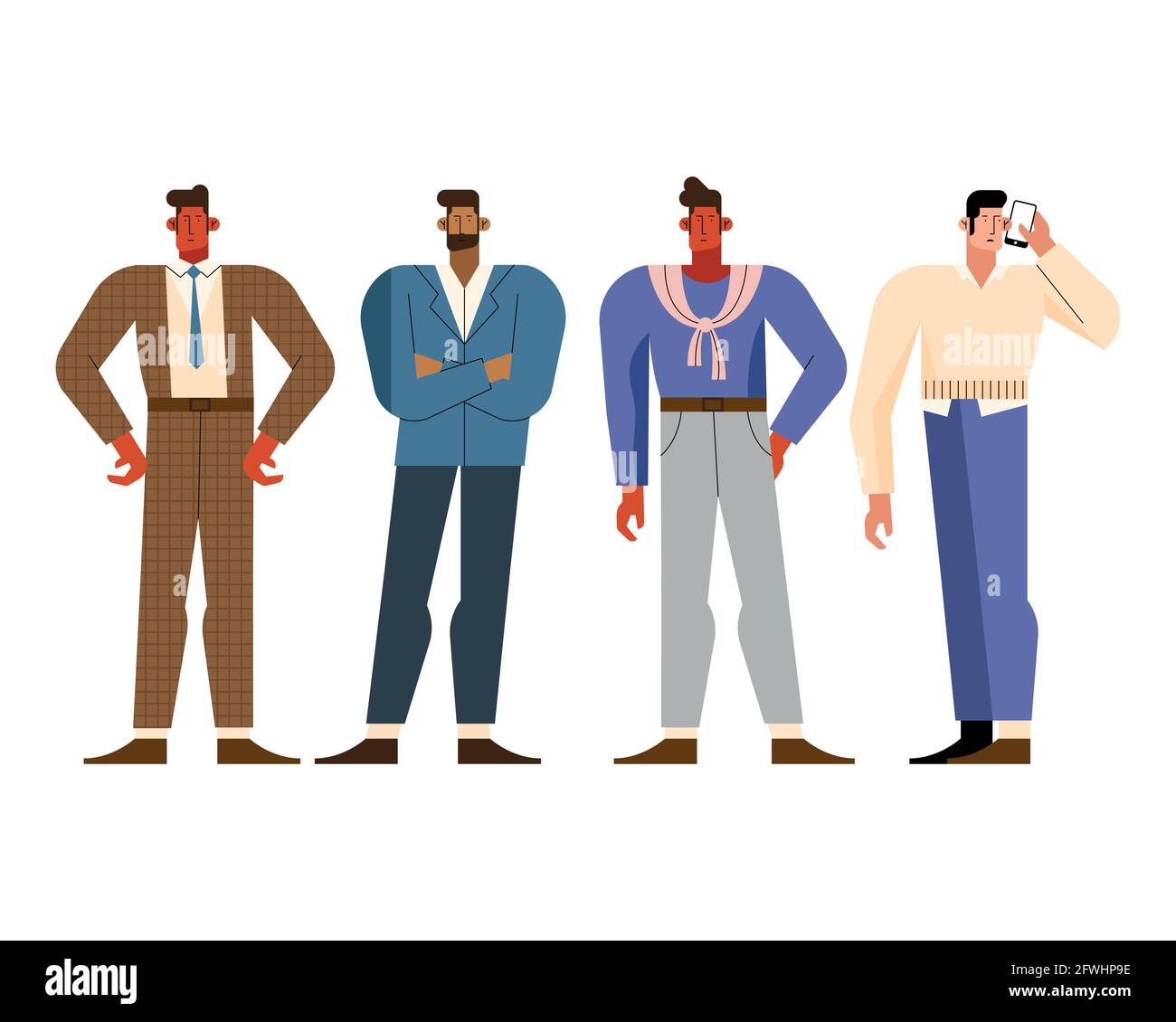 Four workers characters Stock Vector Images - Alamy