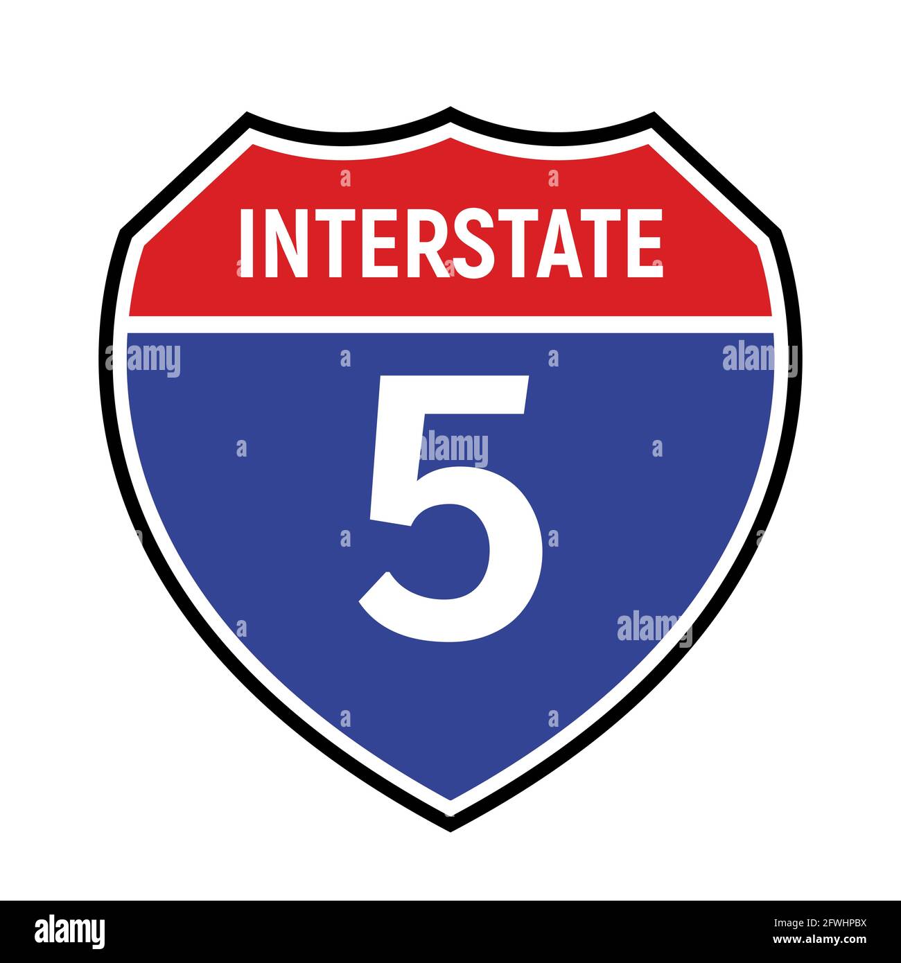 5 route sign icon. Vector road 5 highway interstate american freeway ...