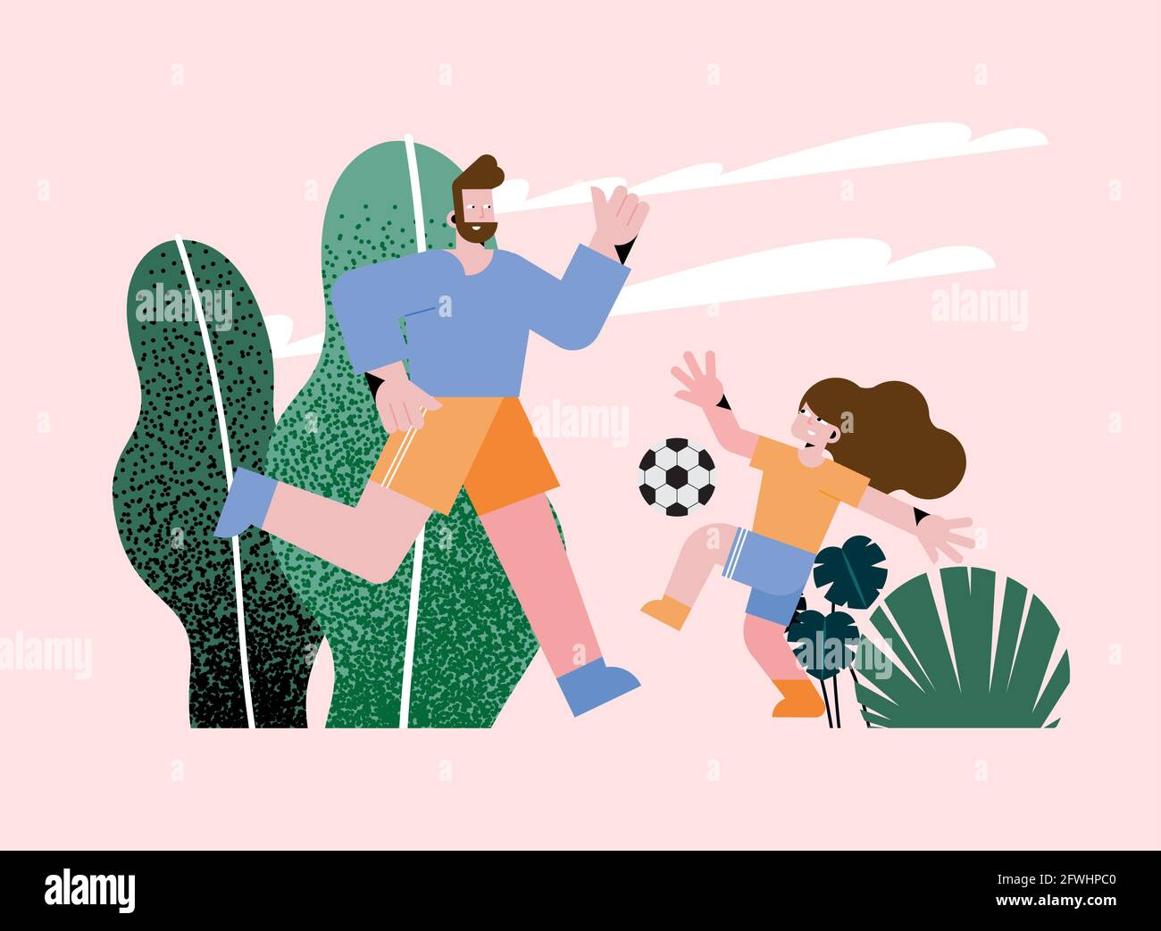 father and daughter playing soccer Stock Vector Image & Art - Alamy