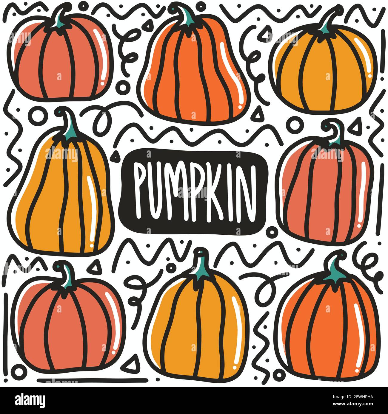 hand-drawn pumpkin doodle art design element illustration Stock Vector ...