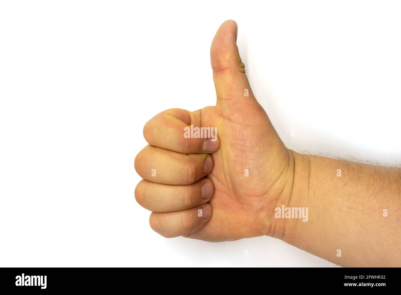 finger up, male hand on a white background Stock Photo - Alamy