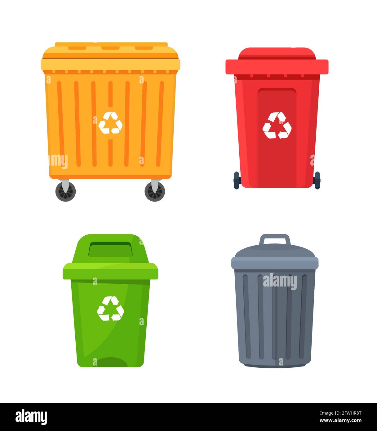 Trash container bin icon. Garbage can metal recycle basket box for ...