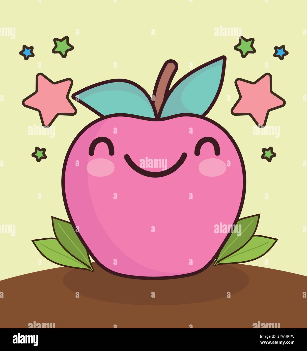 cute apple fruit Stock Vector Image & Art - Alamy