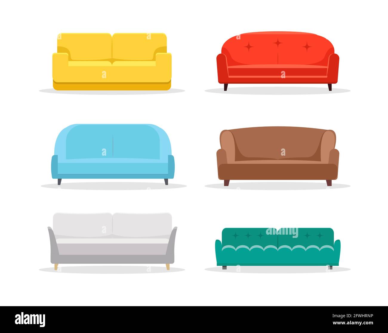 Sofa flat vector icon furniture. Interior couch home sofa seat ...