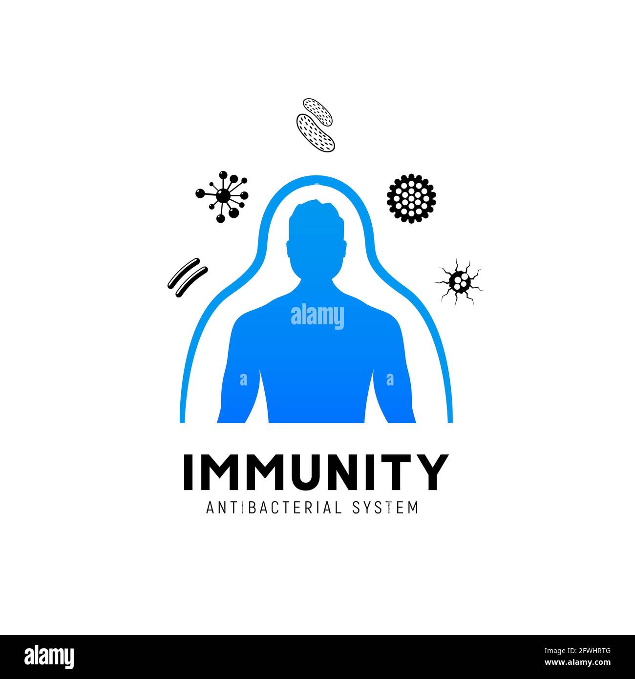 Immune System Vector Icon Logo Health Bacteria Virus Protection