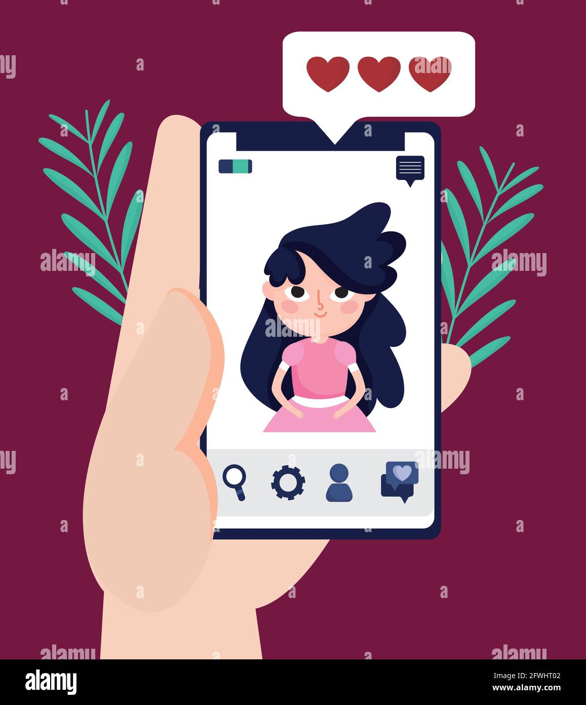 Hand woman video chatting Stock Vector Images - Alamy