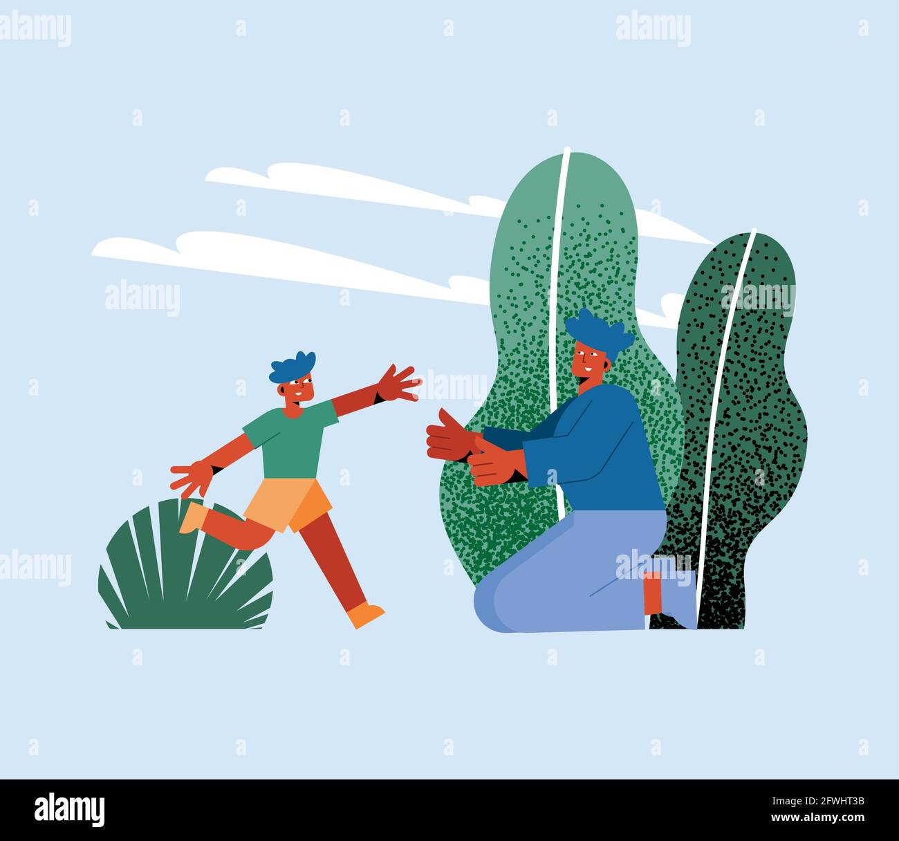 Dad son play together Stock Vector Images - Alamy