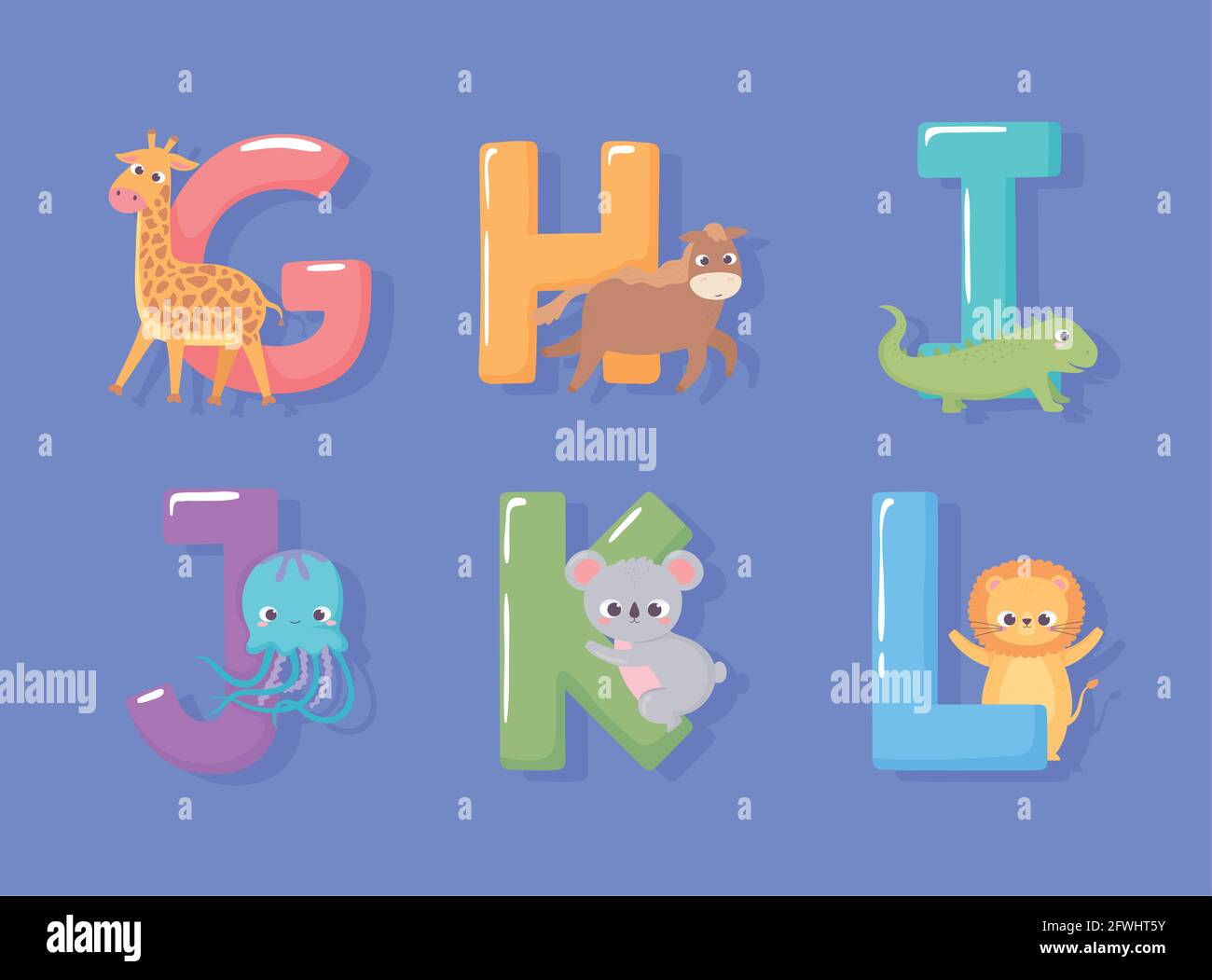 cartoon animals english alphabet Stock Vector Image & Art - Alamy