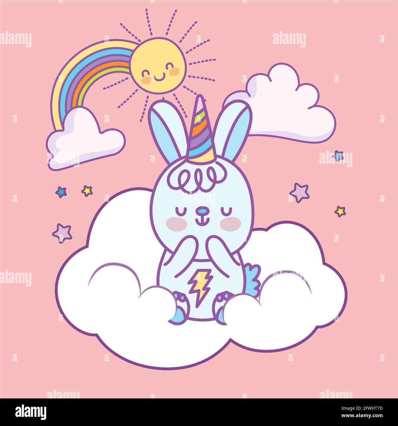 cute bunny on cloud Stock Vector Image & Art - Alamy