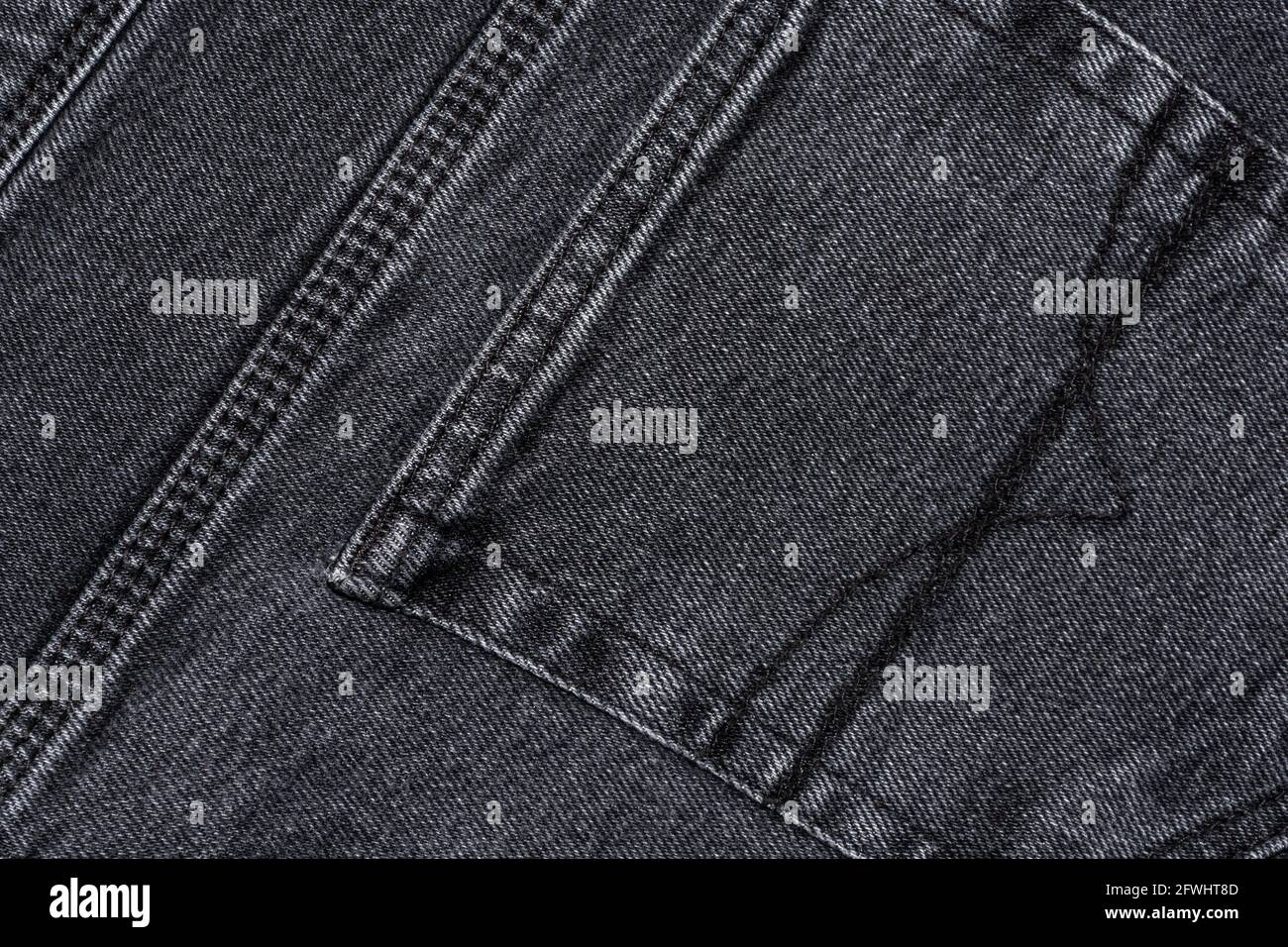 Black jeans back view, pocket and seam connection Stock Photo - Alamy